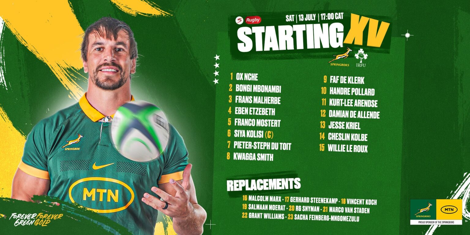 Springboks Retain Experienced Lineup For Second Ireland Test - Sportswire